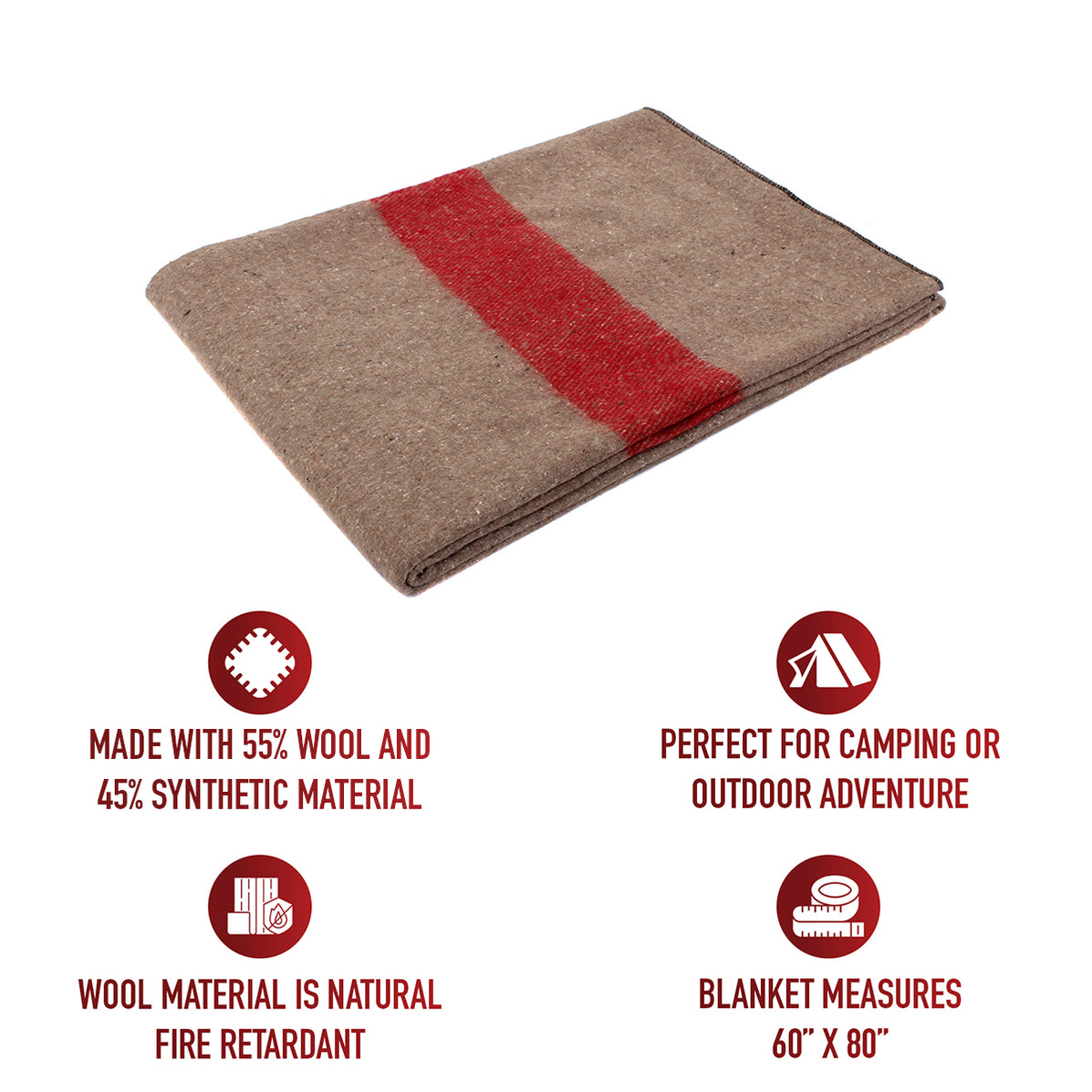 Rothco Swiss Style Wool Blanket | 60" x 80" Outdoor Blanket — Luminary