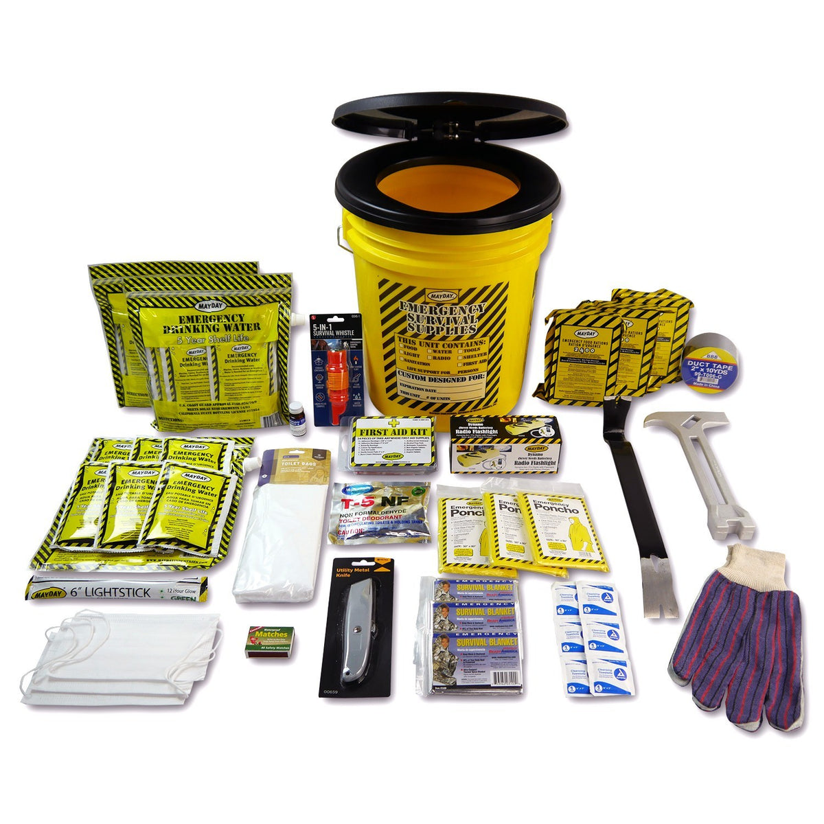 Mayday Deluxe Emergency Bucket Kit (3-Person) | 72-Hour Survival — Luminary
