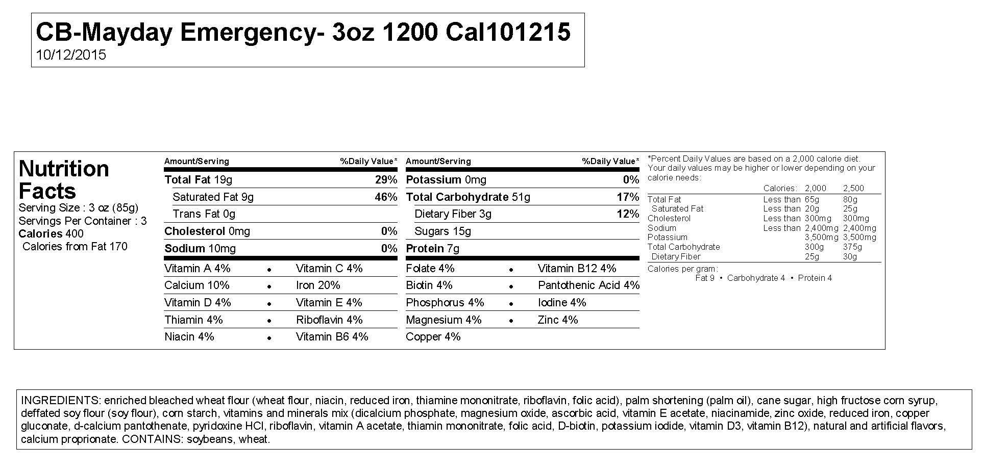 Mayday Emergency Food Bars 1200 Calorie - Case 36 — Luminary